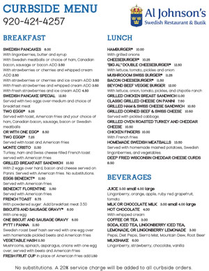 MENUS – Al Johnson's Swedish Restaurant, Butik & Stabbur