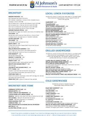 MENUS – Al Johnson's Swedish Restaurant, Butik & Stabbur